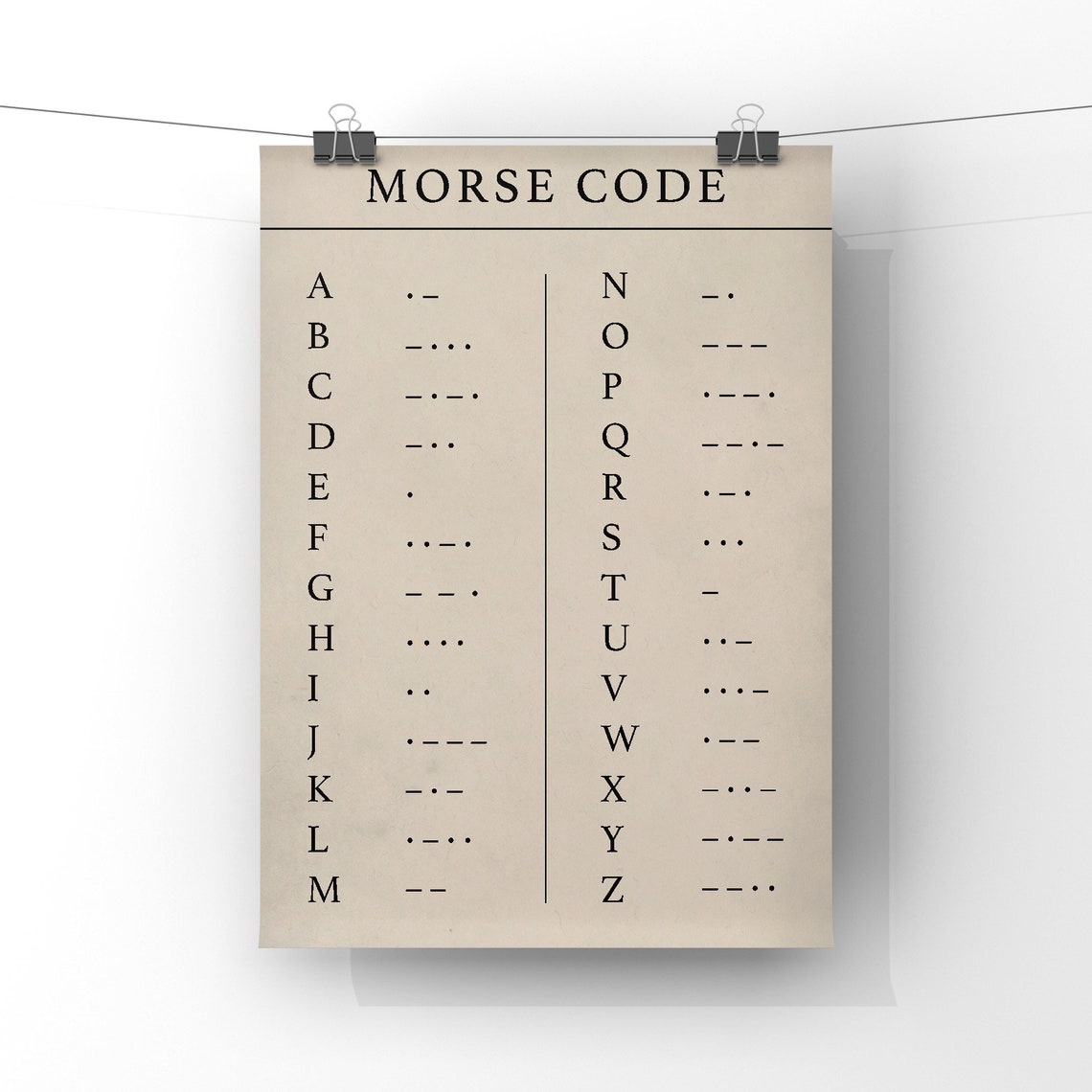 Morse Code Alphabet Chart Poster Print Sailing Signalling - Etsy