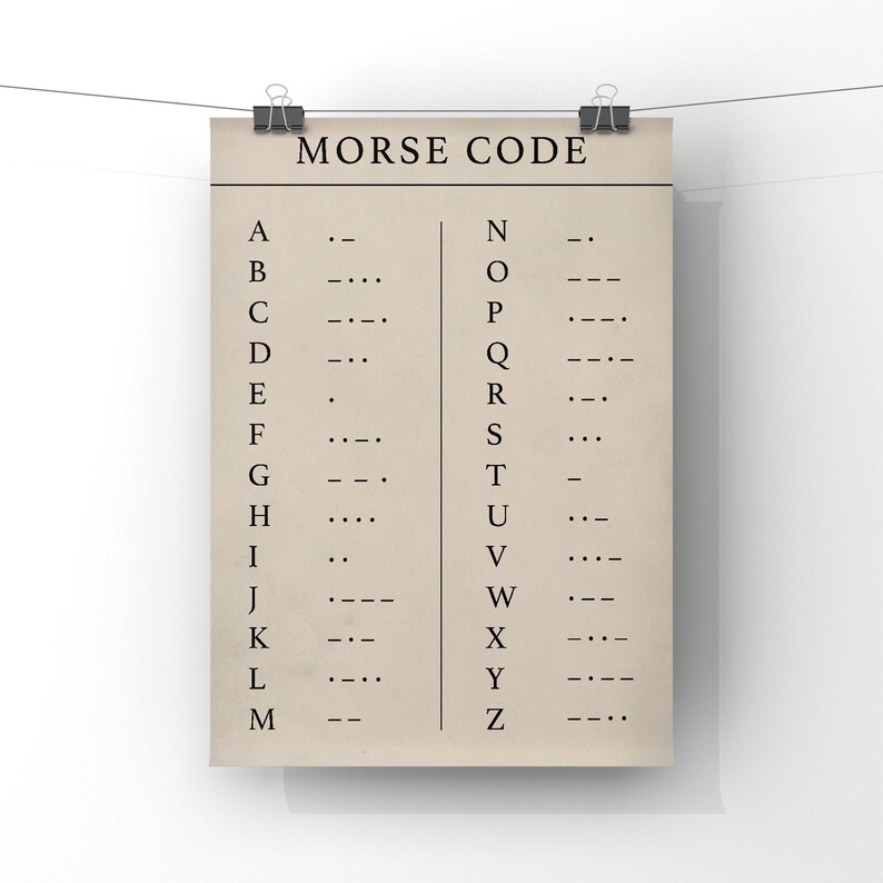 Morse Code Alphabet Chart Poster Print Sailing Signalling - Etsy