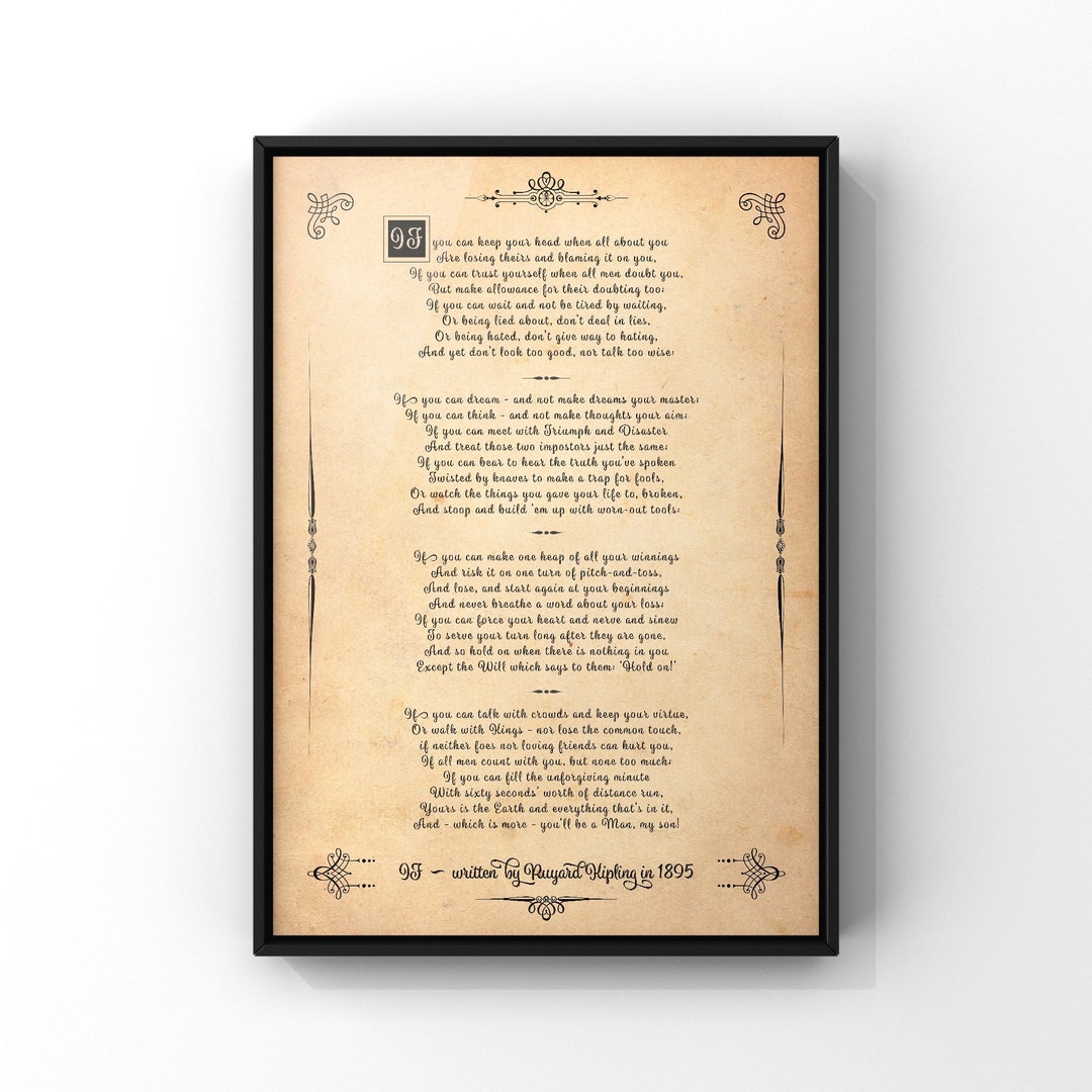 IF Poem Poster Print You'll Be A Man My Son by Rudyard Kipling Gift for ...