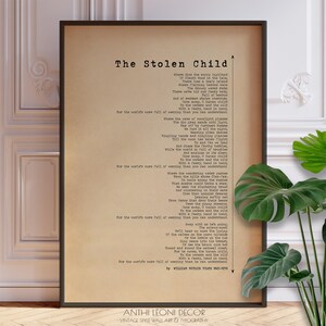 The Stolen Child Poem Print |the Loss of Innocence by William Butler ...