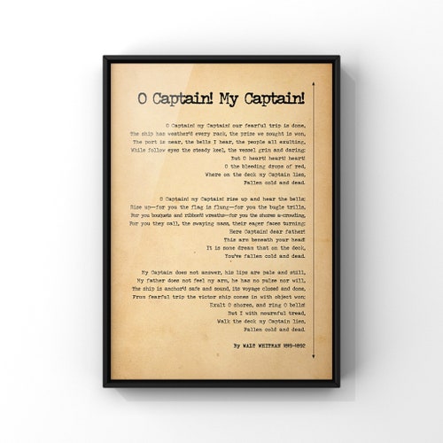O Captain My Captain Walt Whitman Poetry Art Print - Etsy