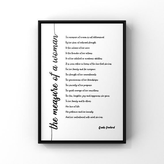 The Measure of A Woman Poem by Grady Poulard Princess Diana - Etsy