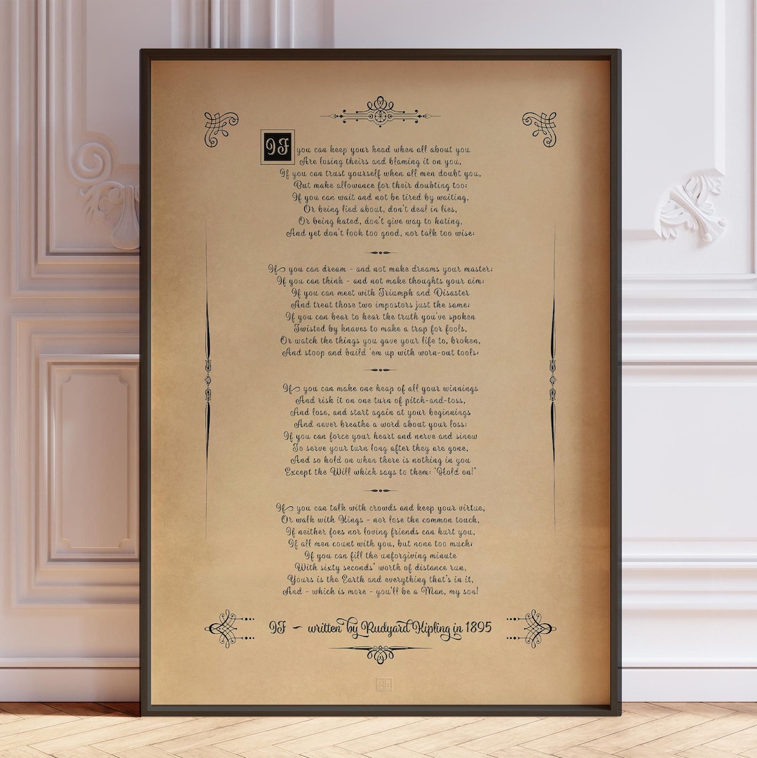 IF Poem Poster Print You'll Be A Man My Son by Rudyard Kipling Gift for ...