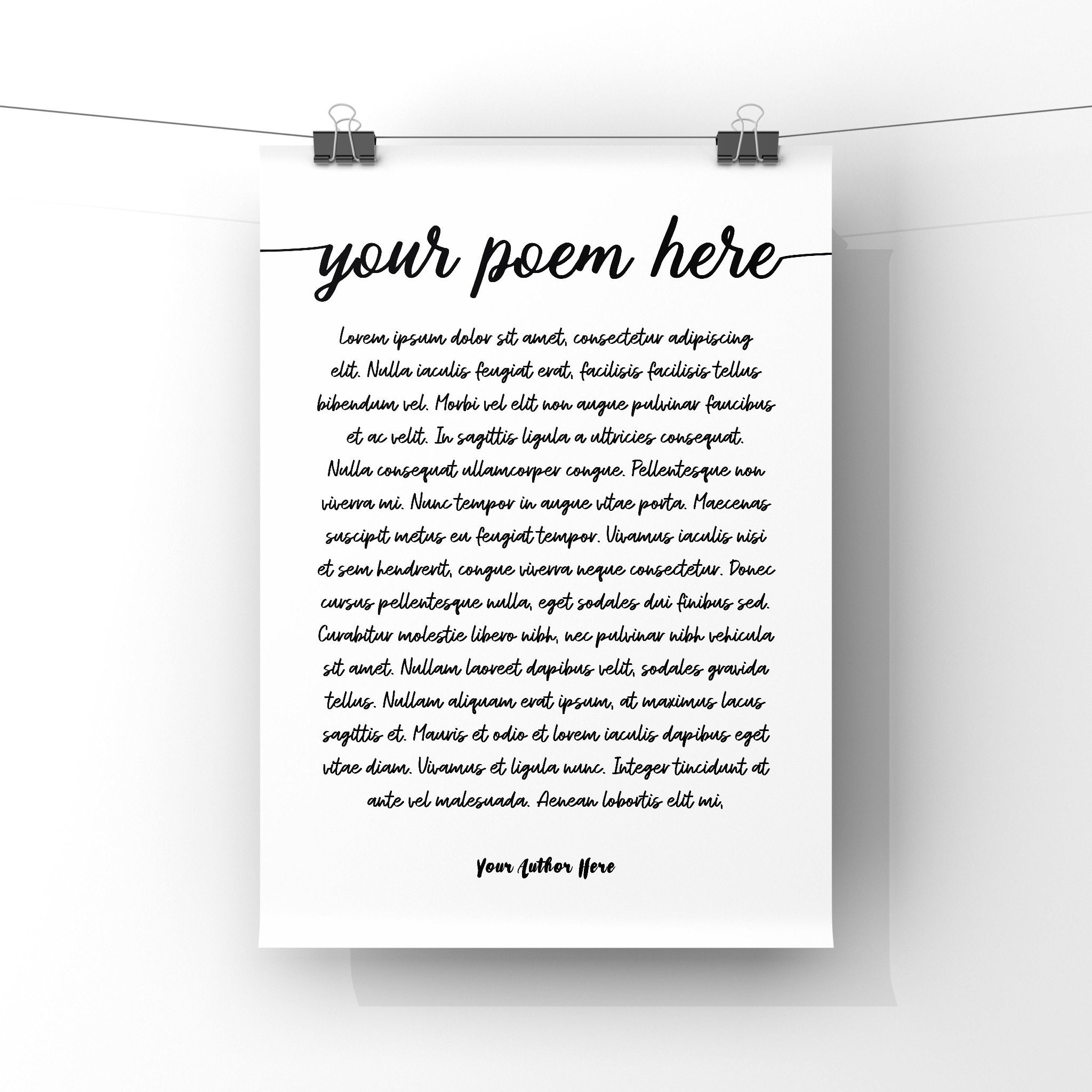 Custom Script Font Poem Style 2 Poster Print Your Poem Here - Etsy UK