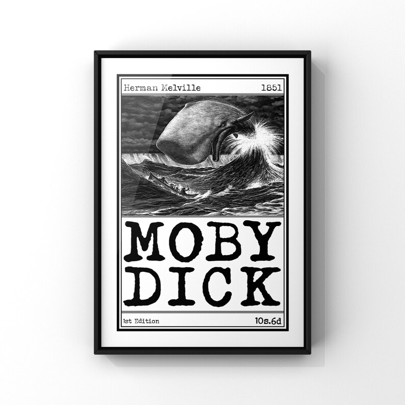 Moby Dick or the Whale Book Cover Art Illustration Poster | Etsy