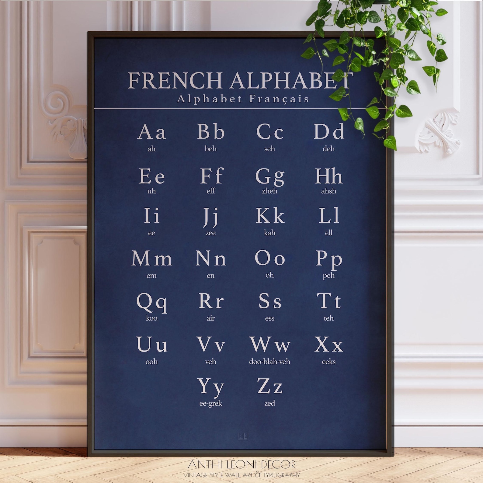 Blue French Alphabet Chart Poster - Alphabet Francais Letters Language ...
