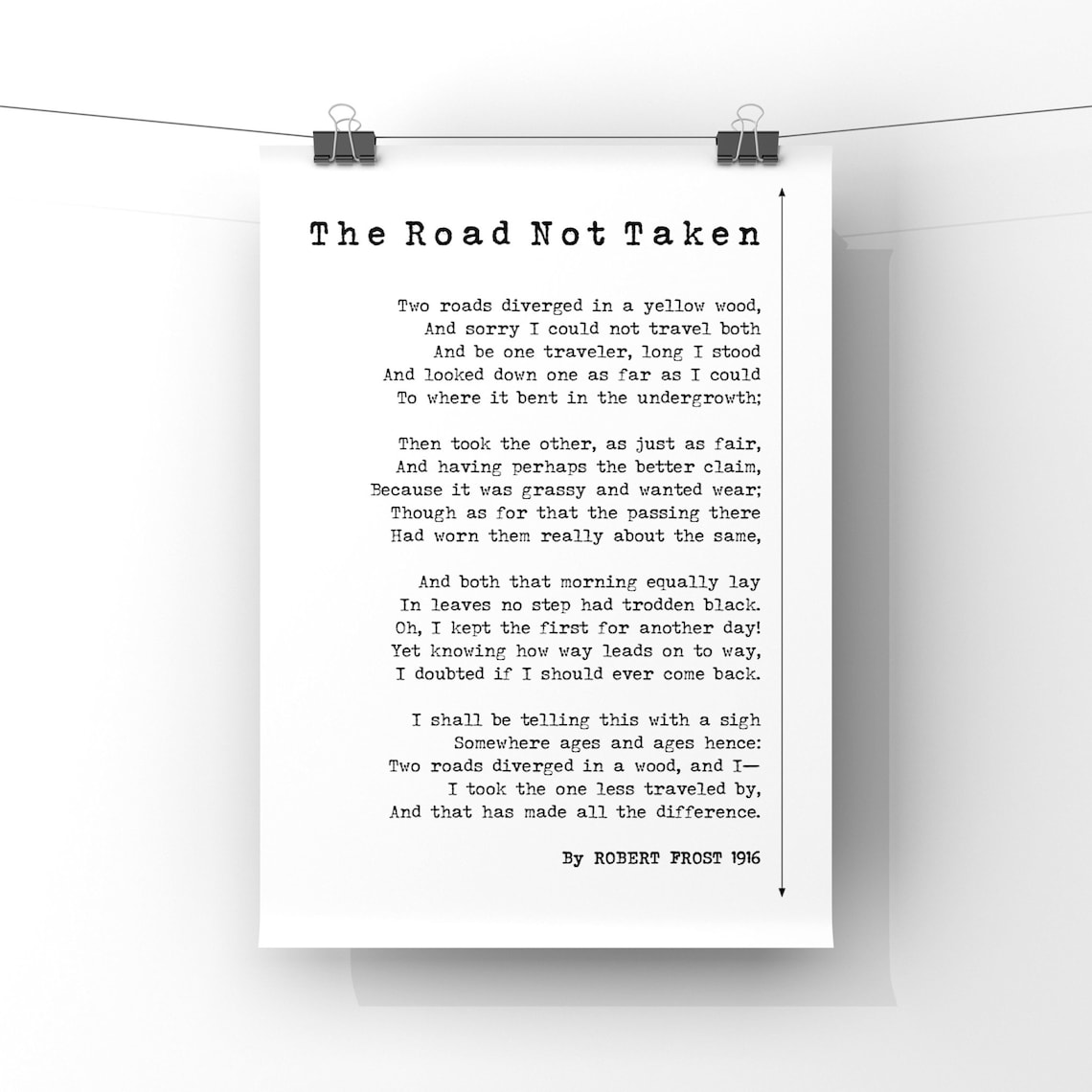 The Road Not Taken Poem by Robert Frost 1916 Poster Print | Etsy Canada