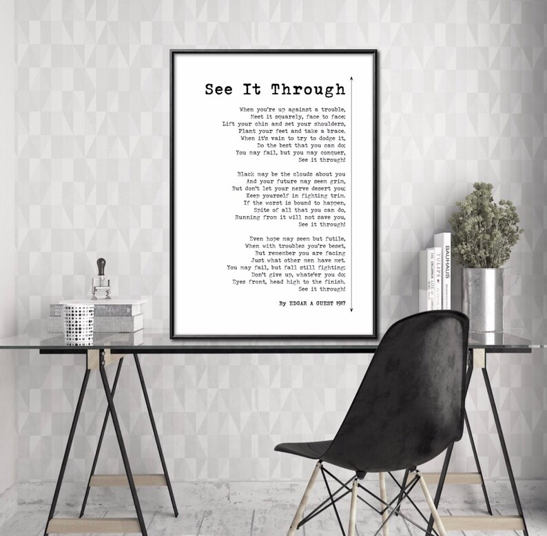 See It Through Poem by Edgar A Guest Poster Print Success - Etsy