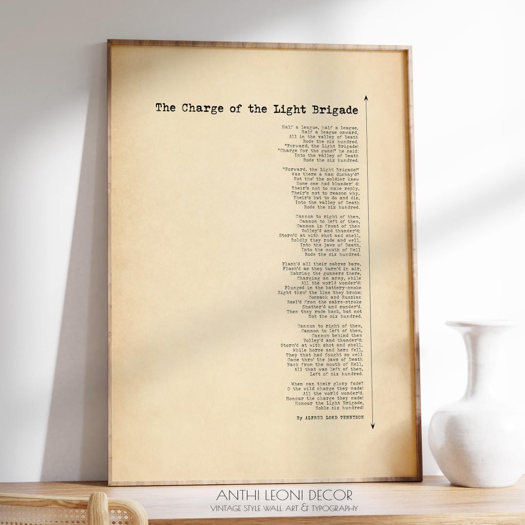 The Charge of the Light Brigade Poem by Alfred Lord Tennyson Poster ...