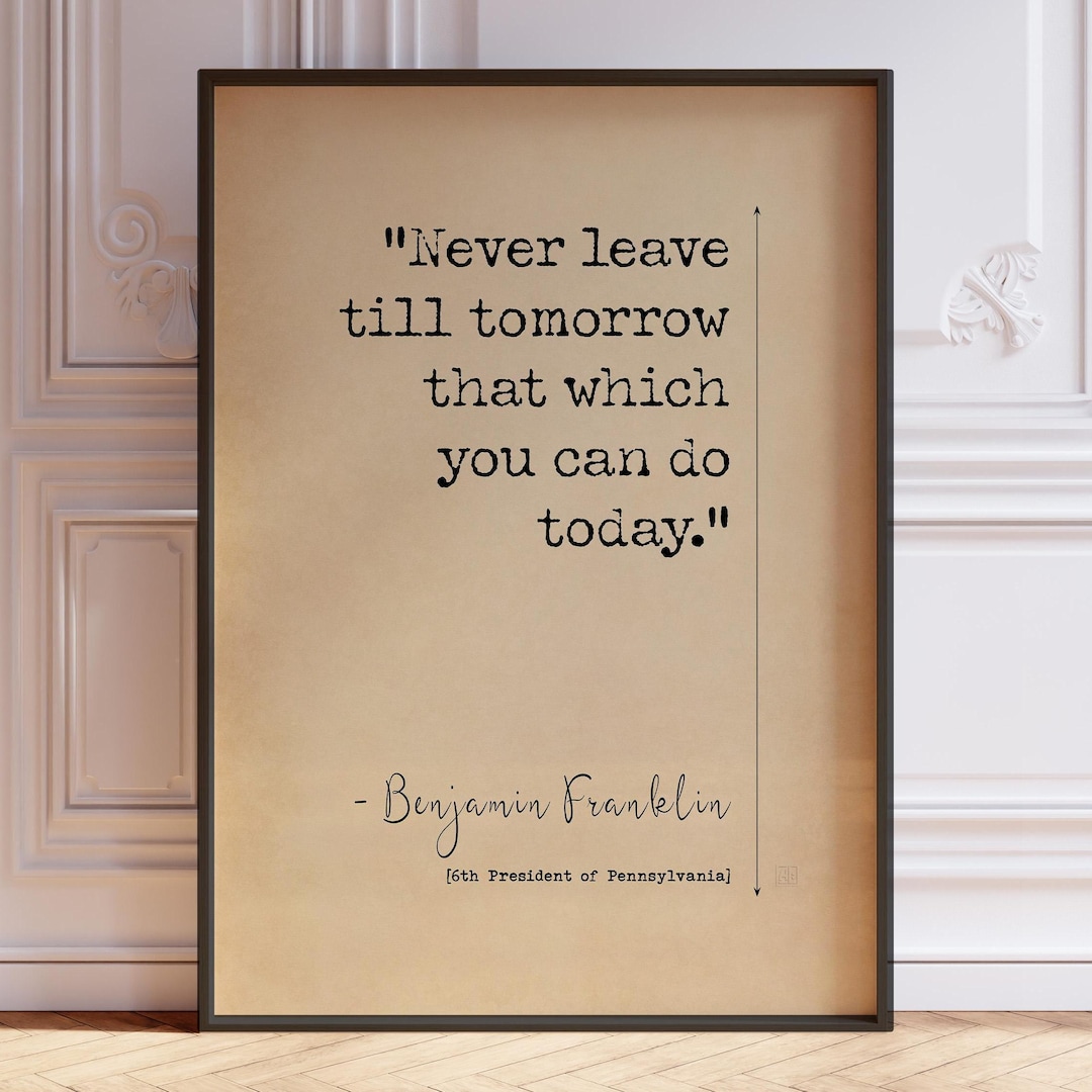 Benjamin Franklin Quote Poster - Vintage Typography Wall Art - Etsy
