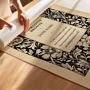 Jane Eyre Book Cover Poster - I Am No Bird Charlotte Bronte Quote Wall ...
