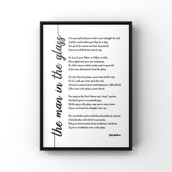 The Man in the Glass Poem Wall Art - Etsy