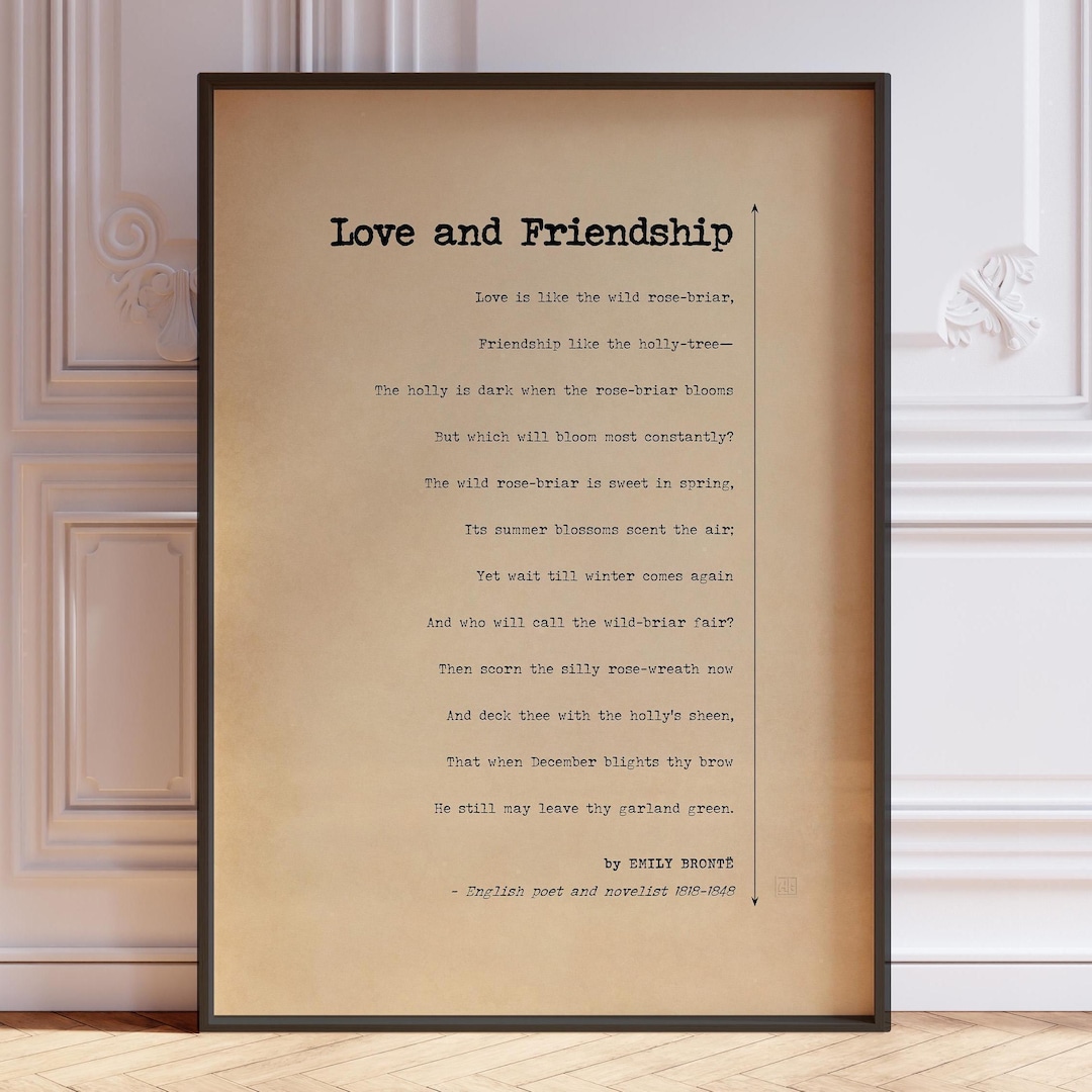 Emily Brontë Poem Print - Love and Friendship Wall Art Framed or ...
