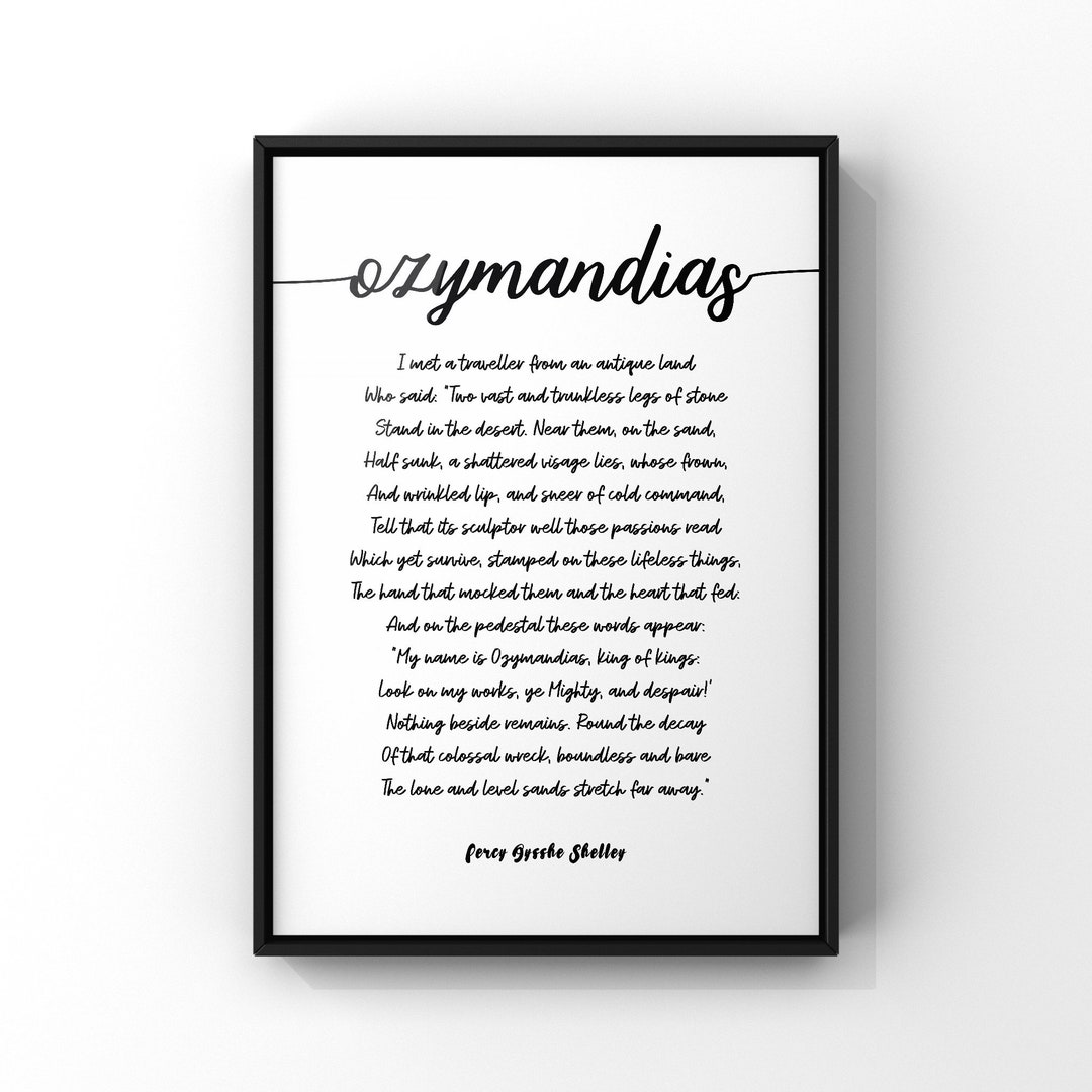 Ozymandias Poem in Script Font by Percy Shelley, Contemporary Poetry ...