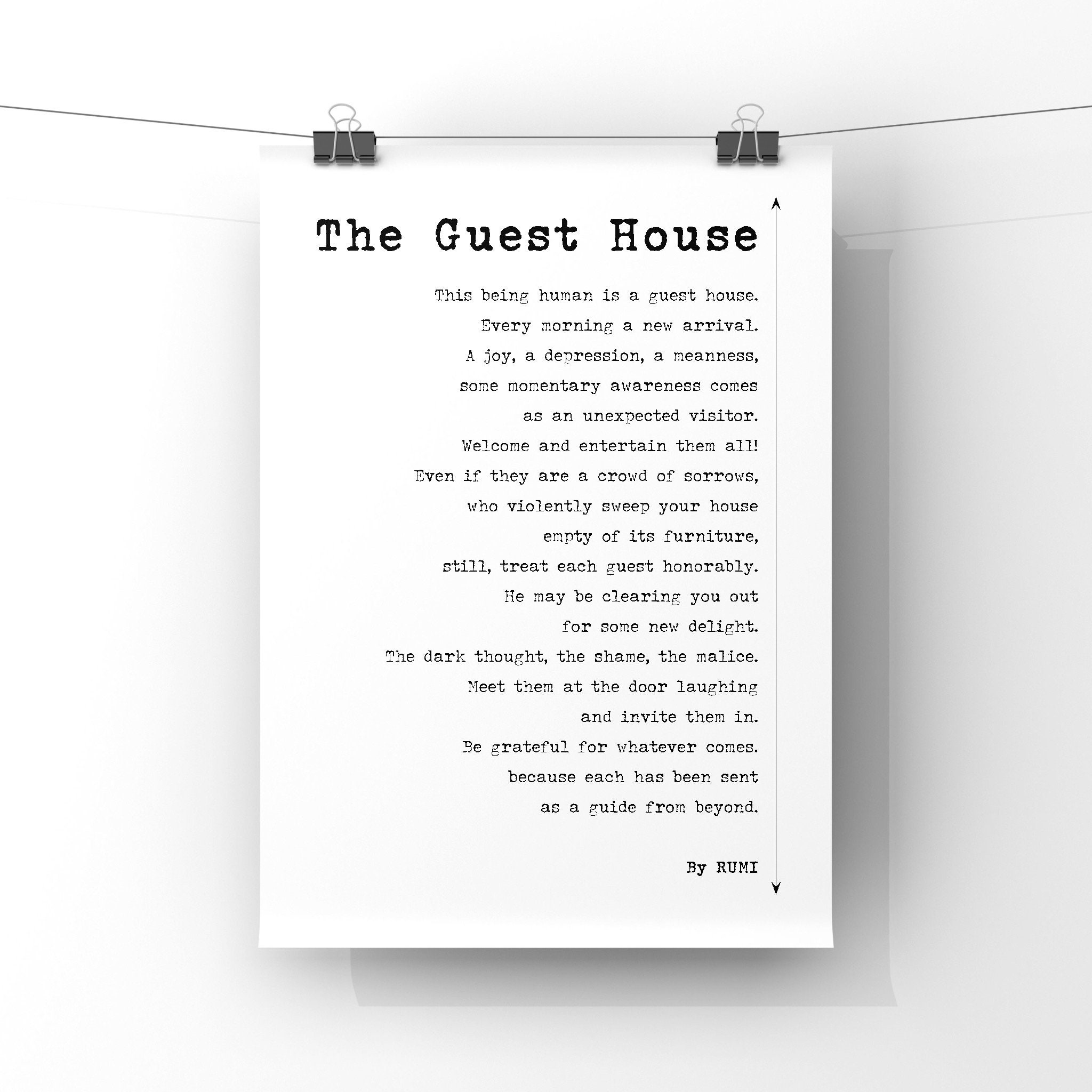 The Guest House Poem by Rumi Poster Print A Poem for the | Etsy