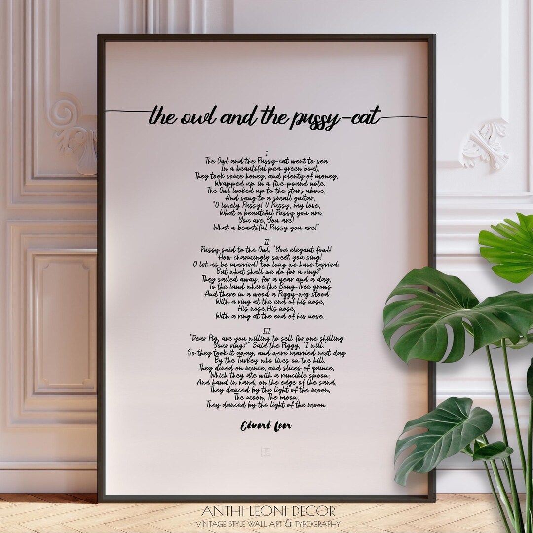 The Owl and the Pussy-cat Nursery Rhyme | Nursery Room Decor Children's ...