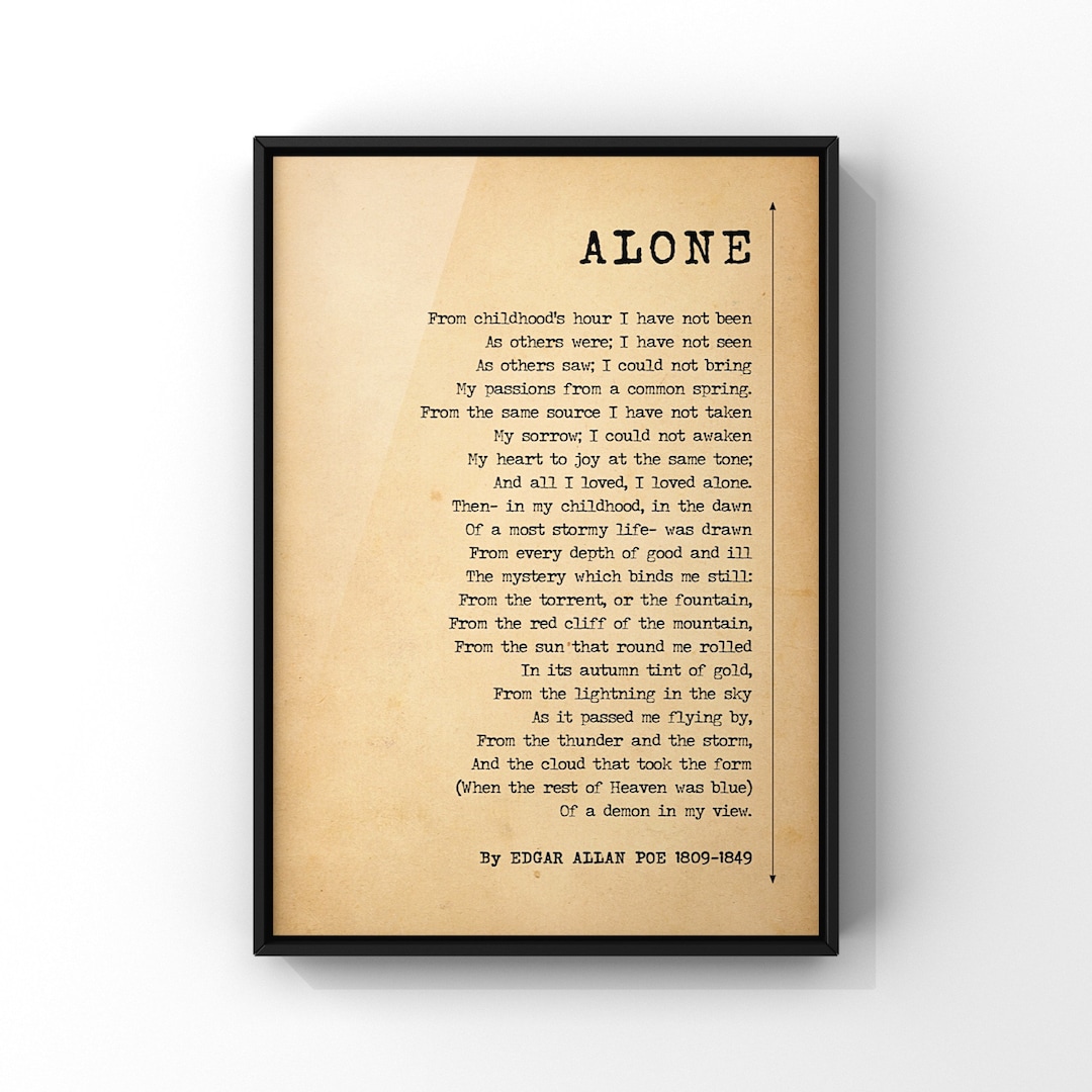 Alone Poem by Edgar Allan Poe Poe Poem Print Classic American ...