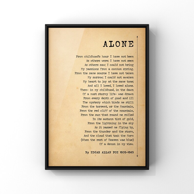 Alone Poem by Edgar Allan Poe Poe Poem Print Classic - Etsy
