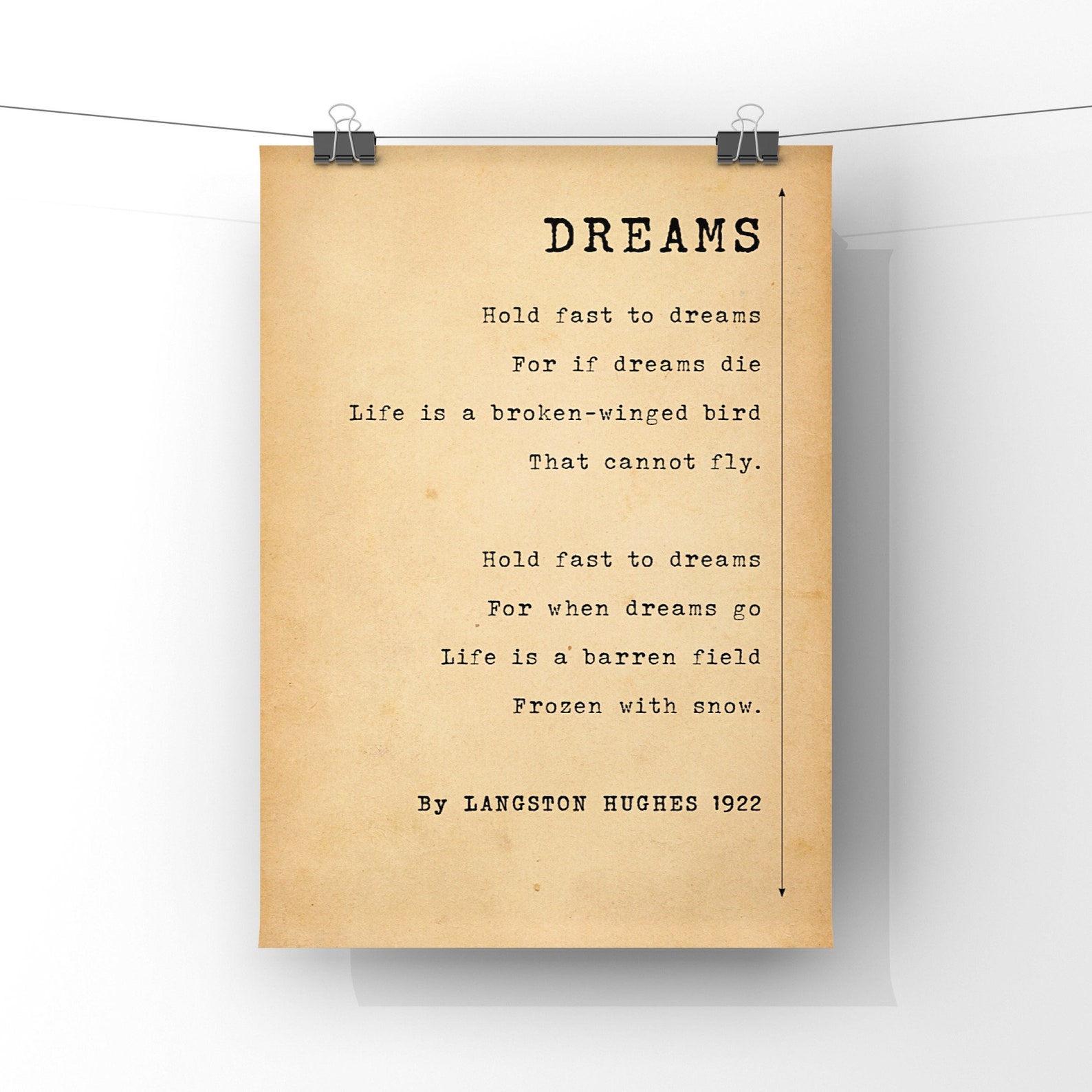 Dreams Dreams Poem by Langston Hughes 1922 Poster Print | Etsy