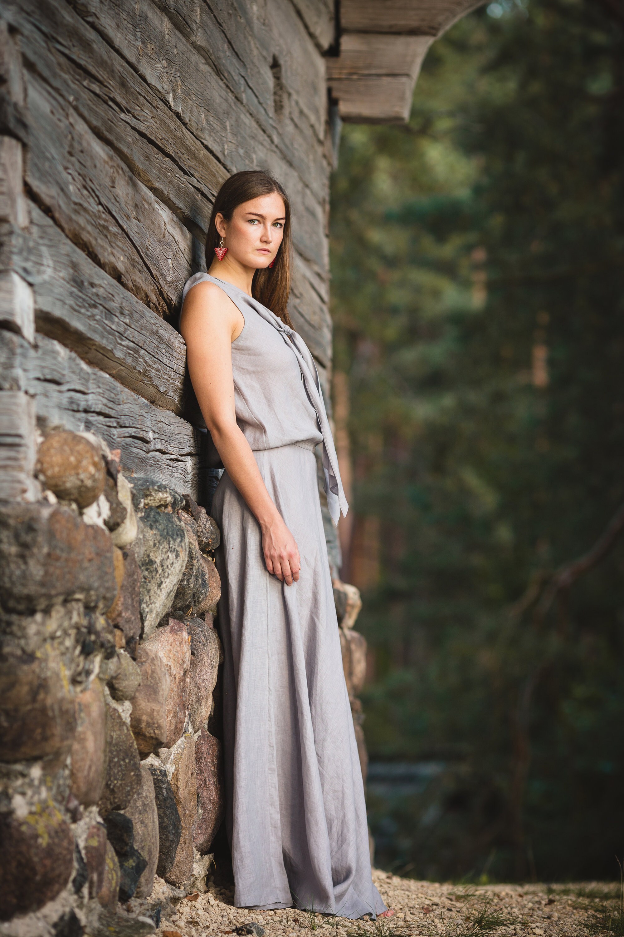 Gray Linen Dress Maxi Dress Long Linen Dress Ready To Etsy