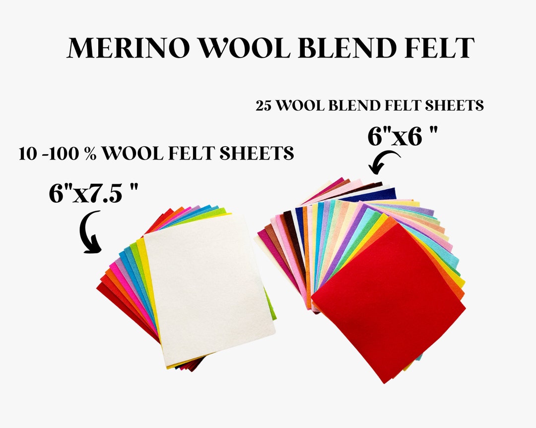 Shop Closing Sale - Merino Wool Blend Felt, Wool Felt Sheets, 100 ...