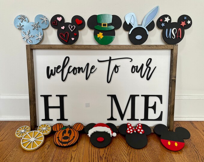 Mickey Interchangeable Welcome to Our Home Sign Interchangeable Welcome ...