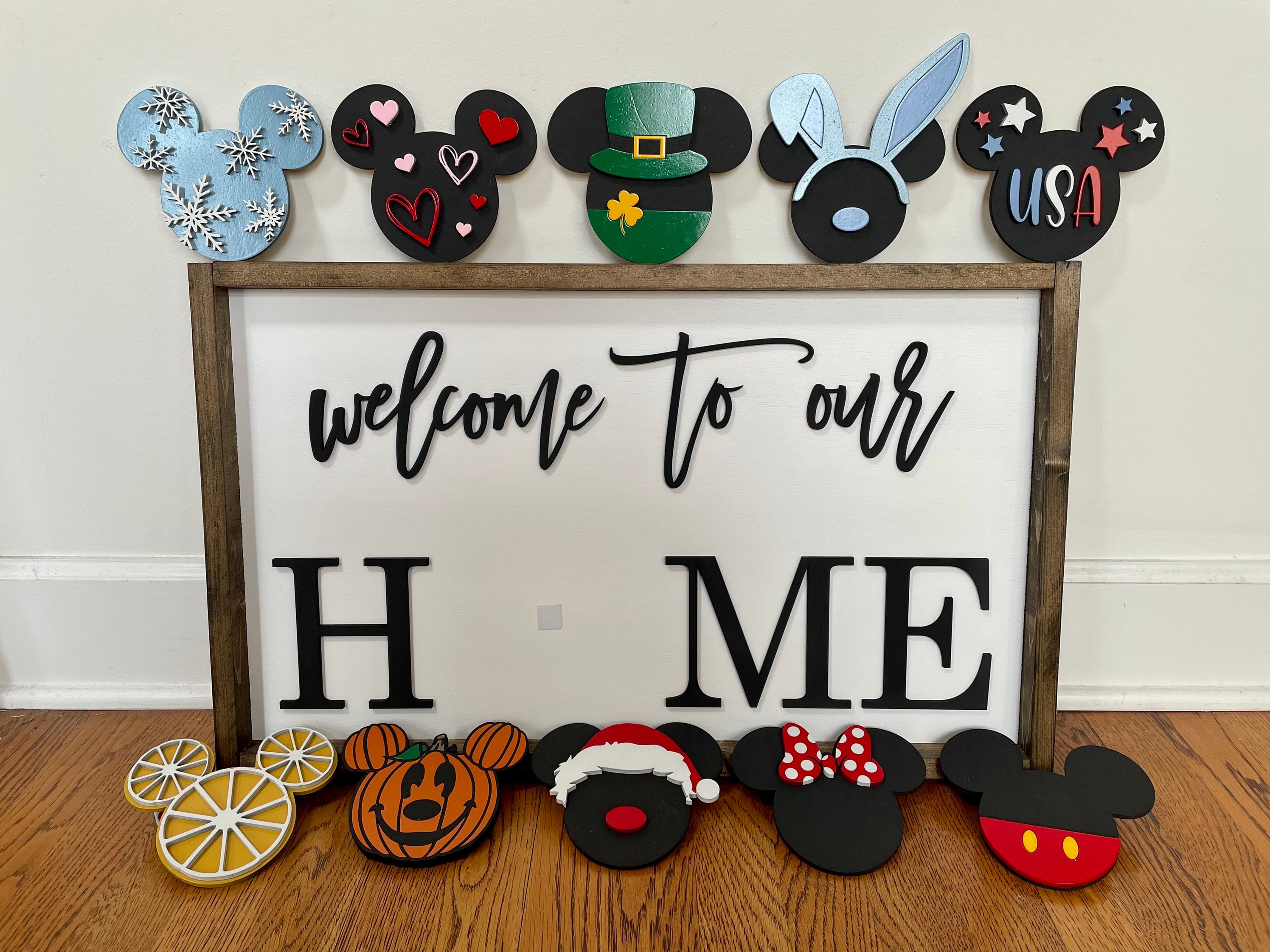 Mickey Interchangeable Welcome to Our Home Sign - Etsy