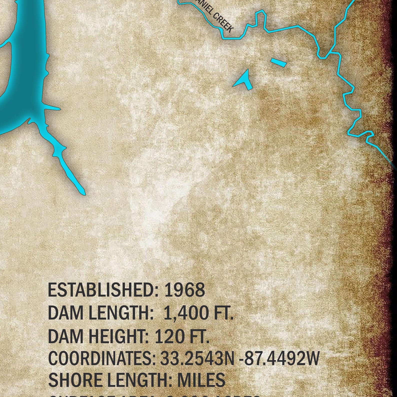 Holt Lake Alabama Vintage Style Lake Map Near Tuscaloosa and Northport ...