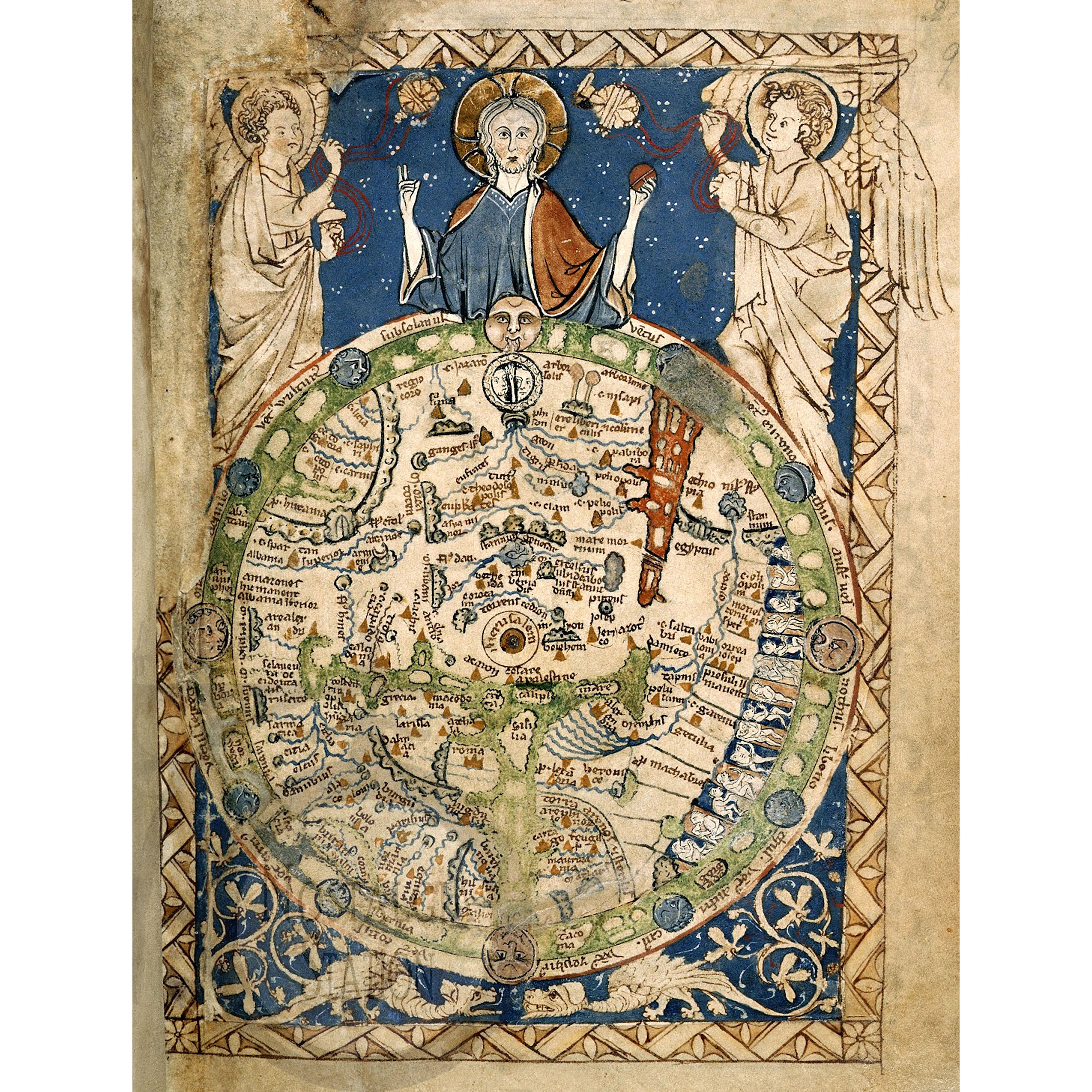 Psalter World Map 1265 Medieval Map Antique Historic Vintage Photo ...