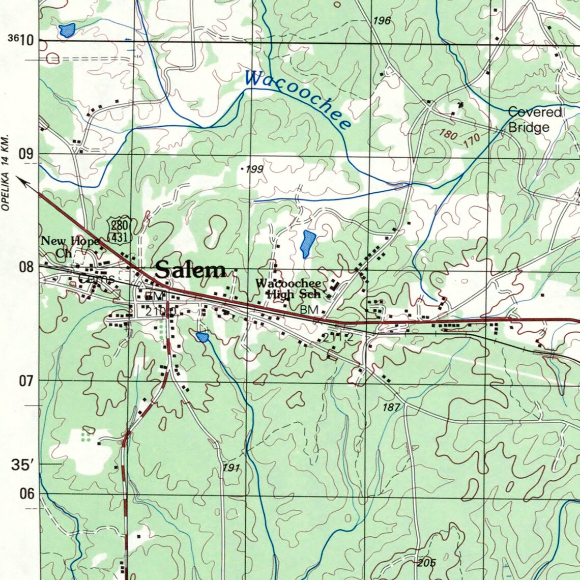 Lake Harding Alabama Topographical Map 1944 Salem Smiths Station Beulah ...
