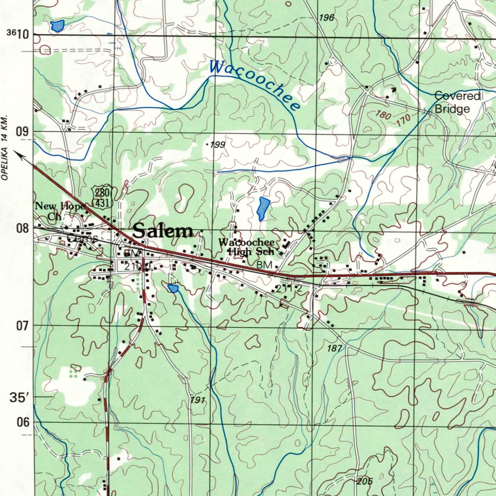 Lake Harding Alabama Topographical Map 1944 Salem Smiths Station Beulah ...