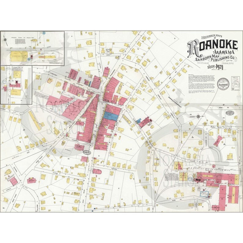 Roanoke, Alabama 1921 Randolph County Wedowee Antique Vintage Historic ...
