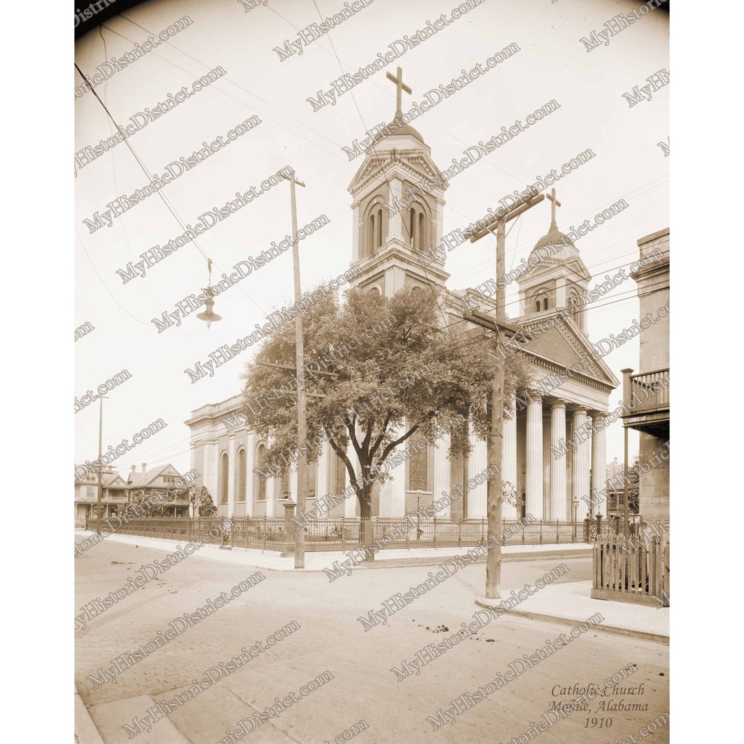 Mobile, AL Alabama Cathedral 1910 Antique Historic Vintage Photo ...
