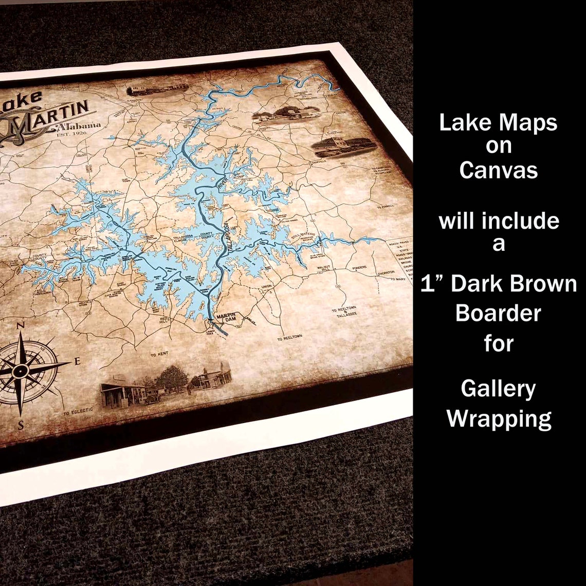 Boone Lake, Tennessee Vintage Style Lake Map Wall Art FREE SHIPPING! - Etsy