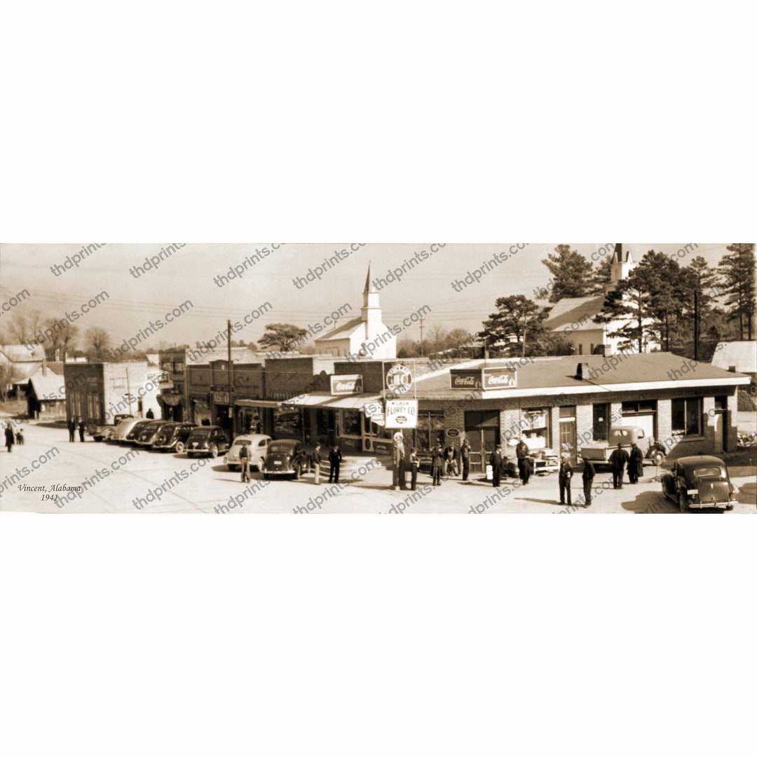 Vincent, AL. Alabama 1941 Antique Historic Vintage Photo Reprint 5x14 ...