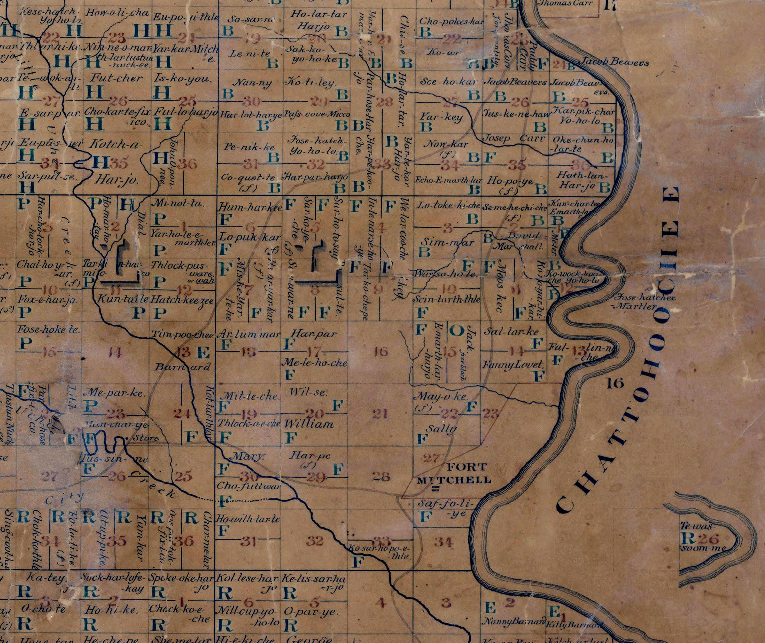 Russell County Lee Co Alabama Indian Territory Map 1832 Antique ...