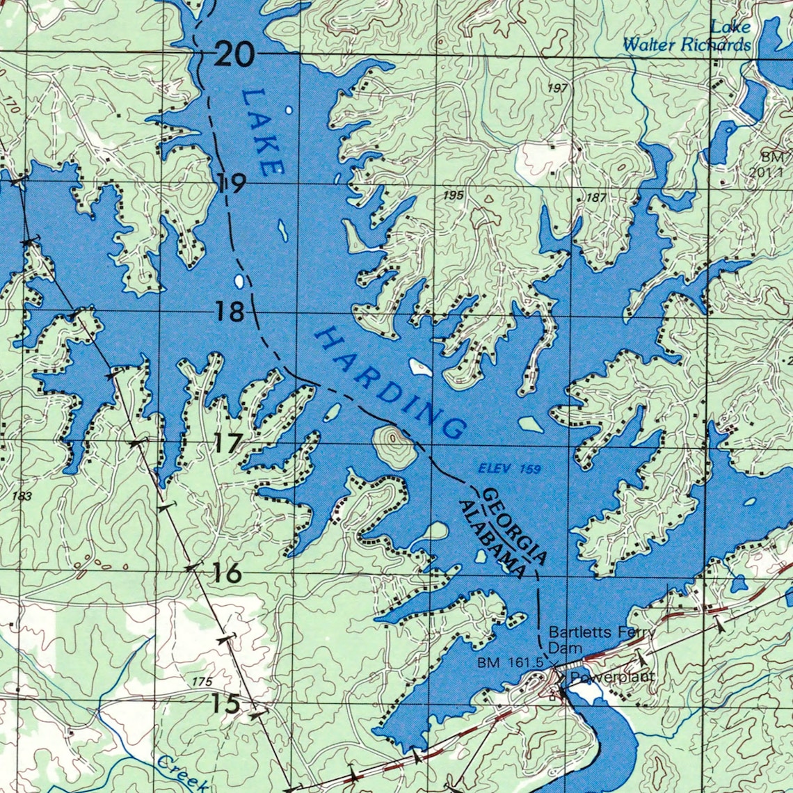 Lake Harding Alabama Topographical Map 1944 Salem Smiths Station Beulah ...
