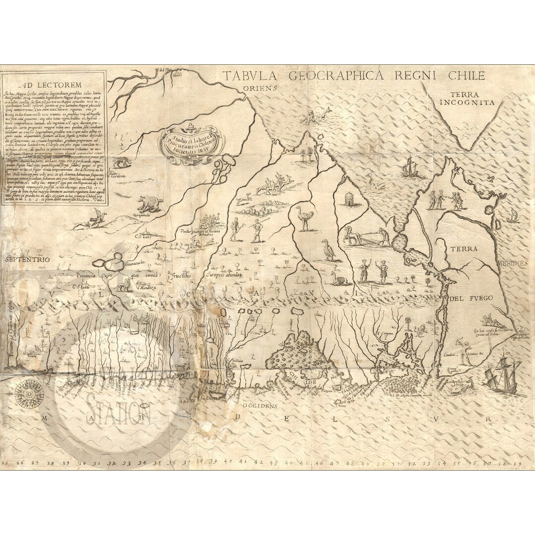 Kingdom of Chile Chilean Map 1646 Antique Historic Vintage Photo ...