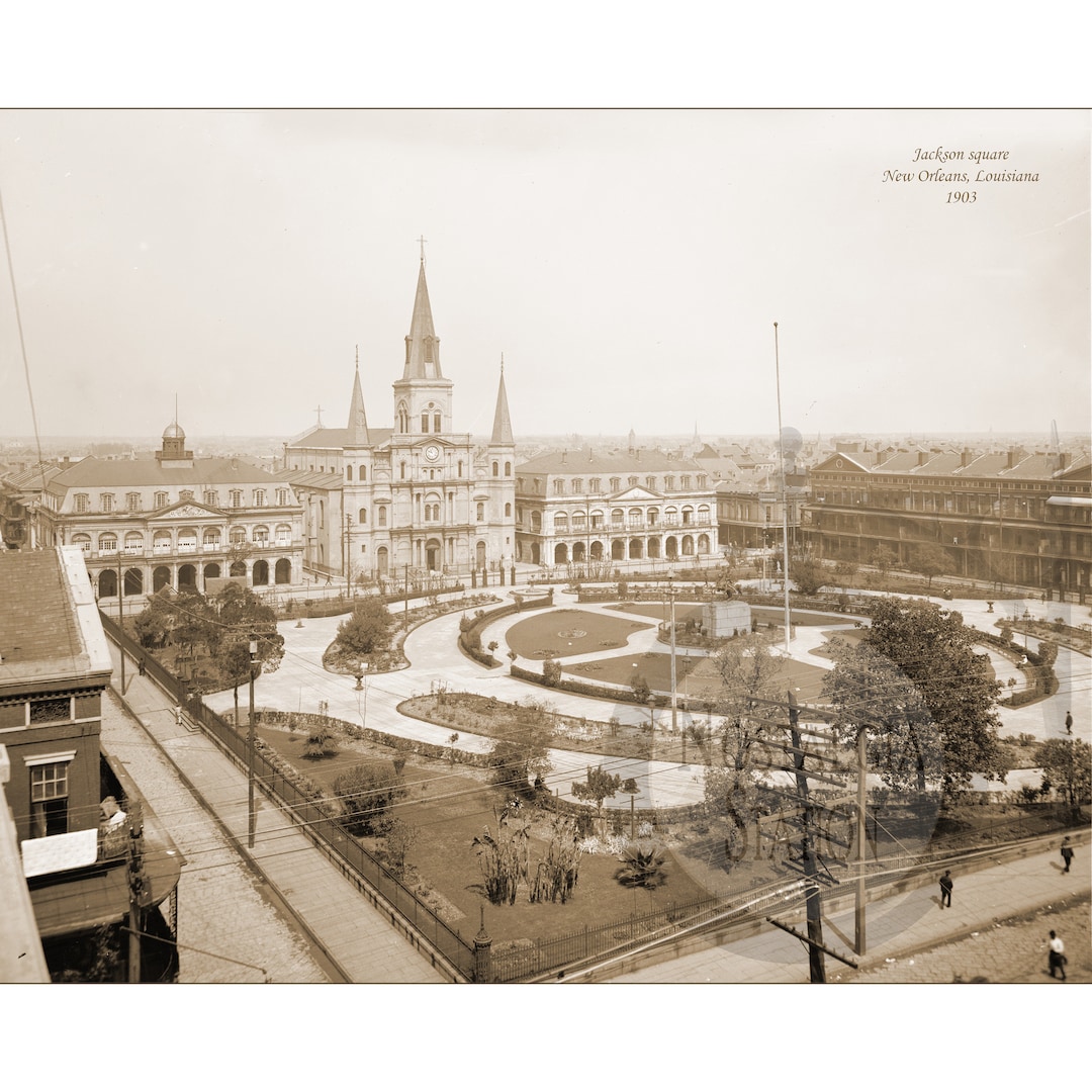 New Orleans Louisiana 1903 Jackson Square Historic Vintage Photo Tulane ...