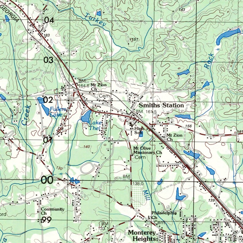Lake Harding Alabama Topographical Map 1944 Salem Smiths Station Beulah ...