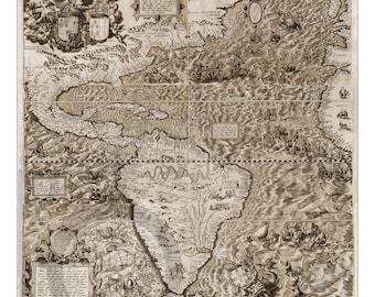 Flat Earth Map 1582 Antique Historic Vintage Photo Steampunk Pirate Map ...