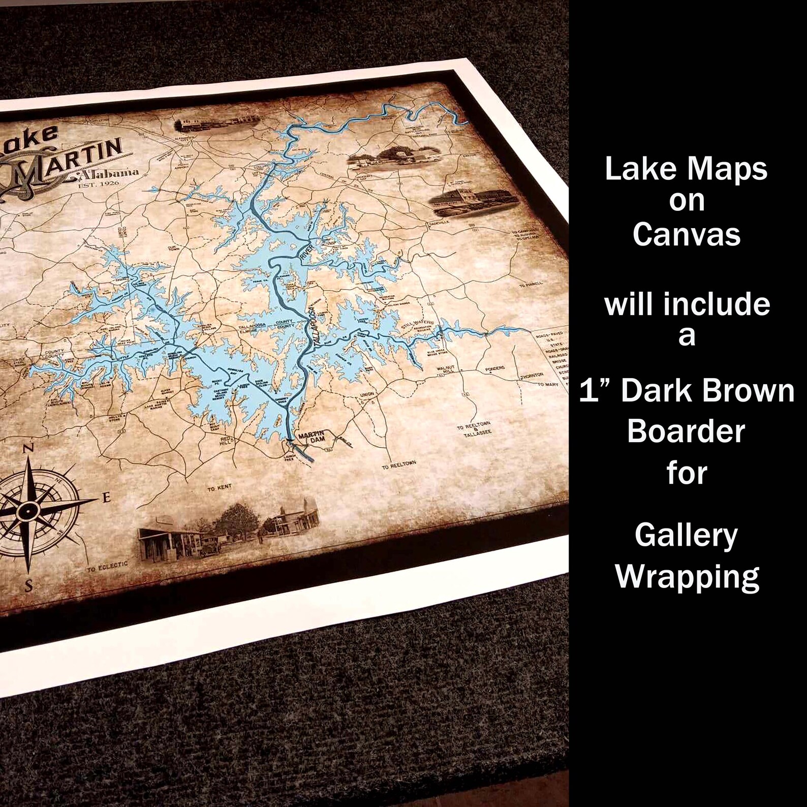 Holt Lake Alabama Vintage Style Lake Map Near Tuscaloosa and Northport ...