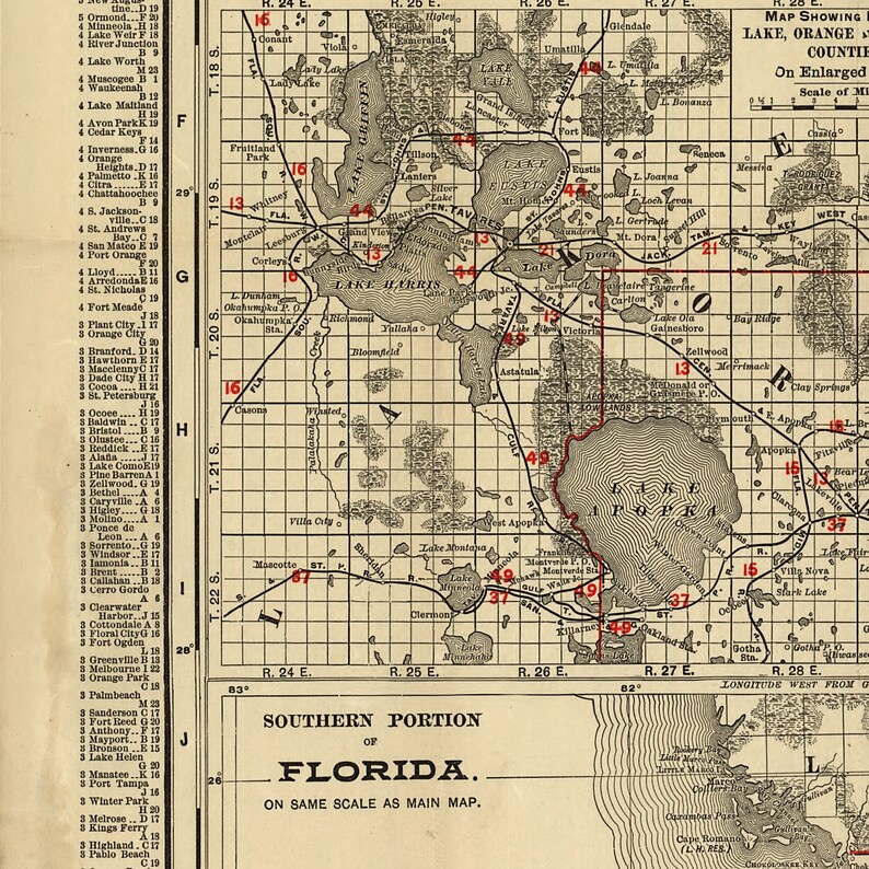 Florida 1900 State Map Antique Historic Vintage Photo Steampunk Pirate ...