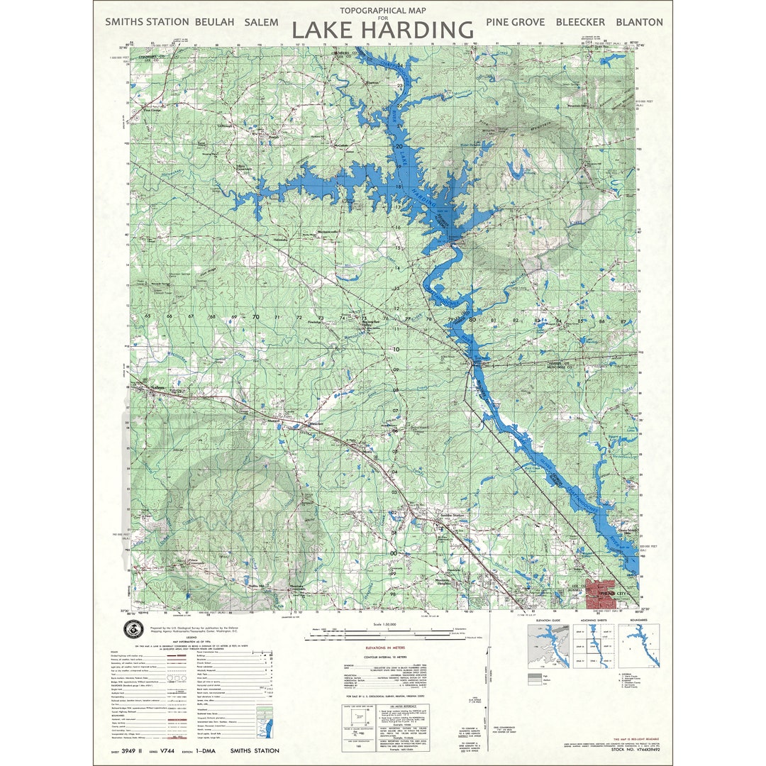 Lake Harding Alabama Topographical Map 1944 Salem Smiths Station Beulah ...