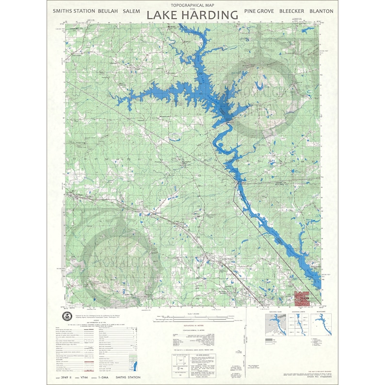 Lake Harding Alabama Topographical Map 1944 Salem Smiths Station Beulah ...