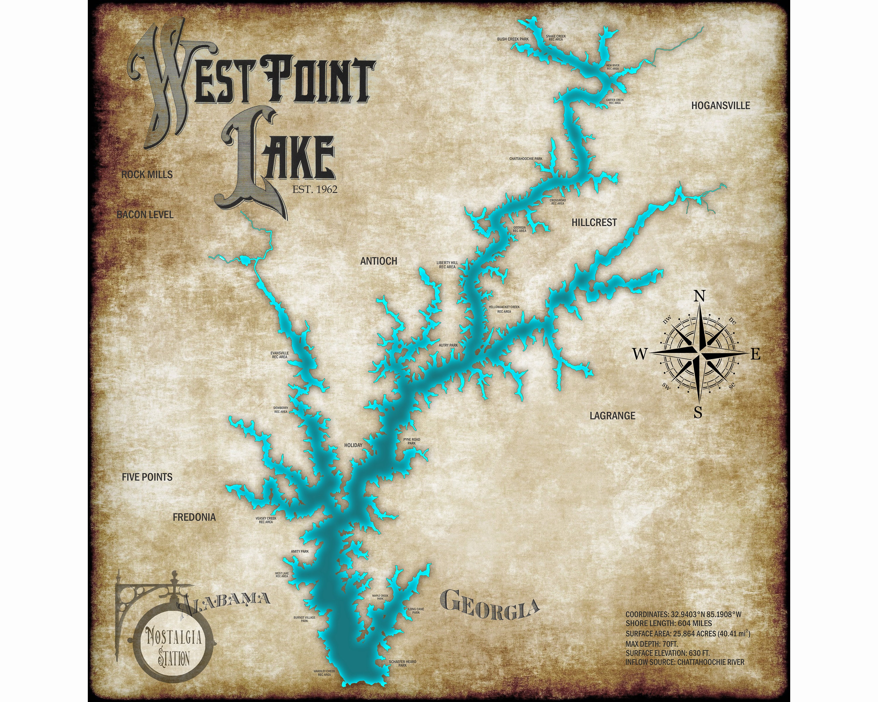 West Point Lake Georgia Alabama Near Lagrange, Valley, West Point ...