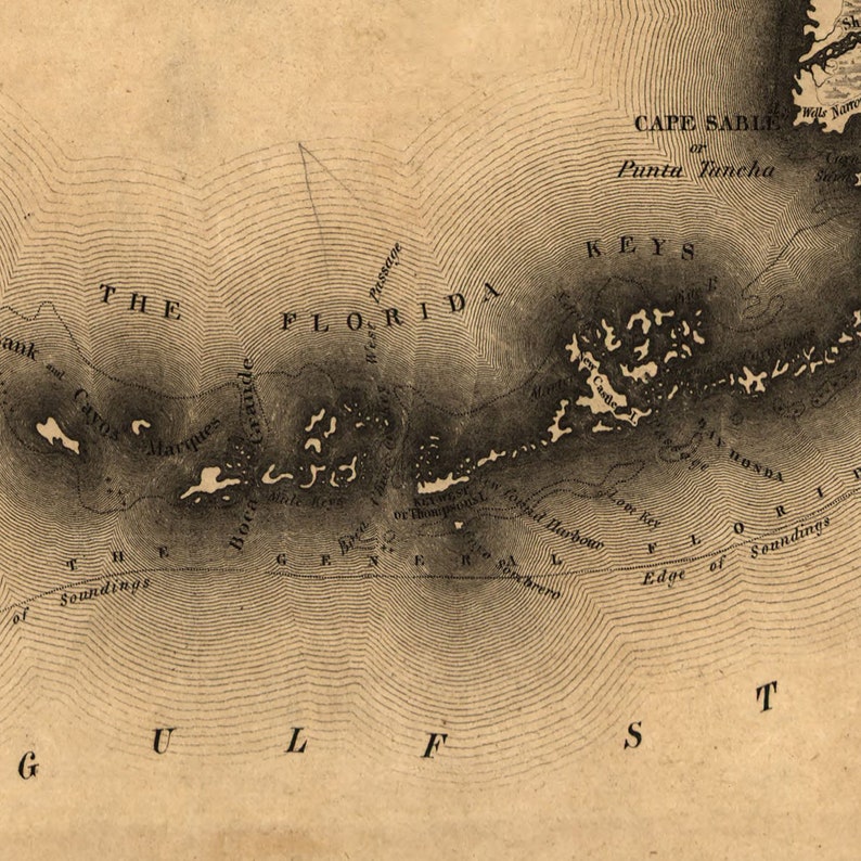 Florida 1823 State Map Antique Historic Vintage Photo Steampunk Pirate ...