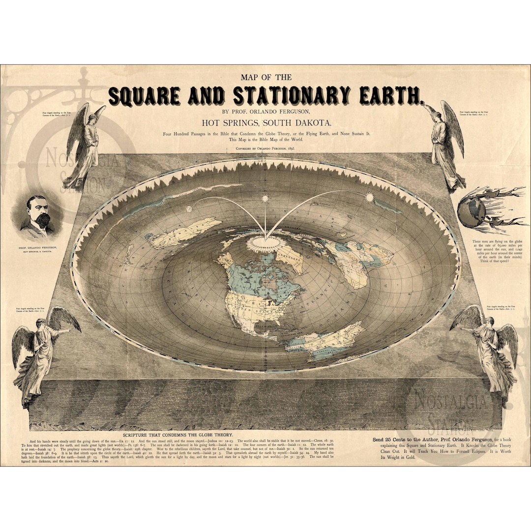Flat Earth Map 1893 Antique Historic Vintage Photo Steampunk Pirate Map ...