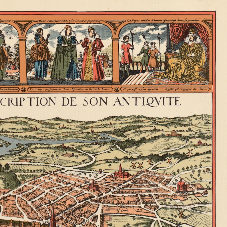 Paris France 1615 Map Antique Vintage Historic History Wall Art Decor ...