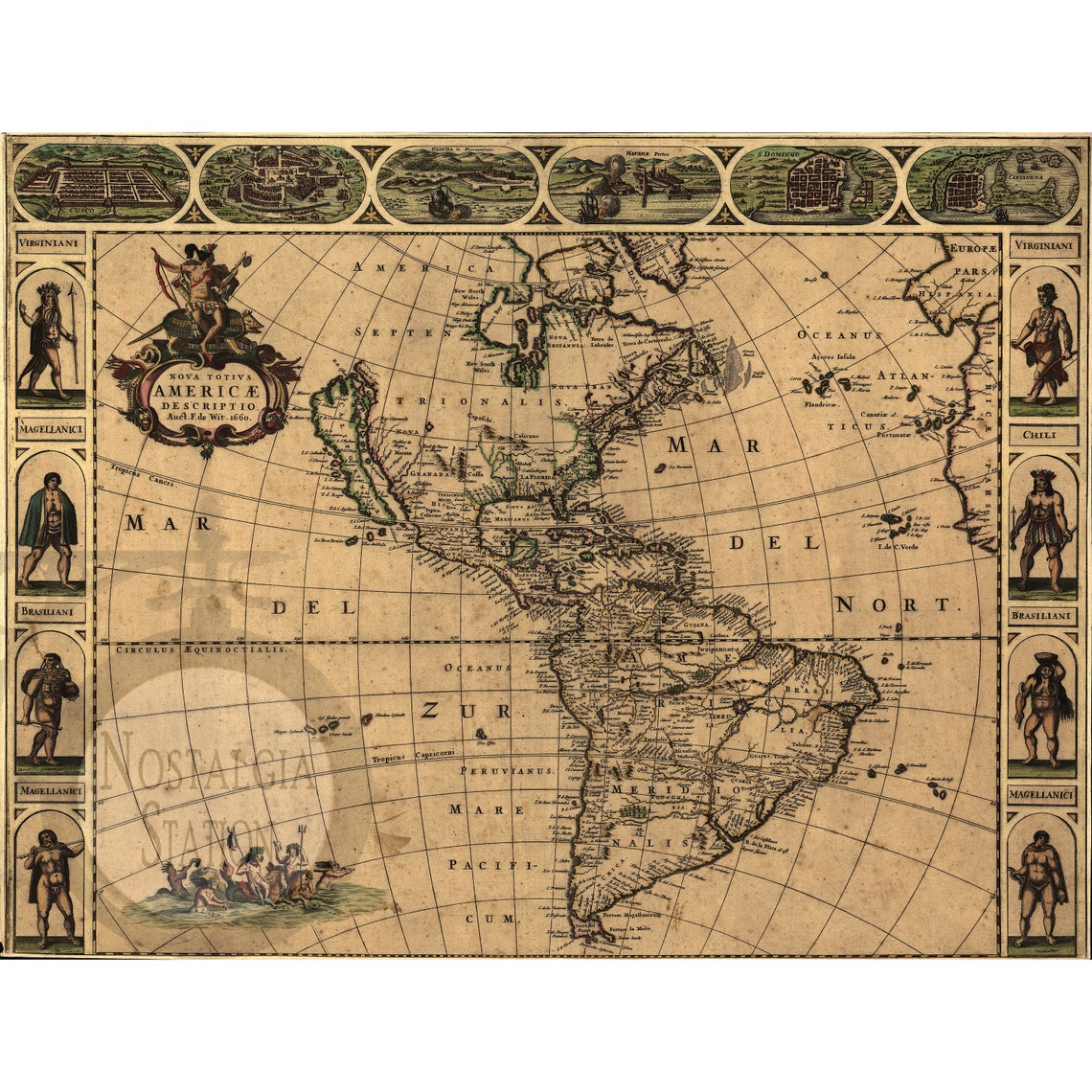 Native American Map 1660 America Antique Historic Vintage Photo ...